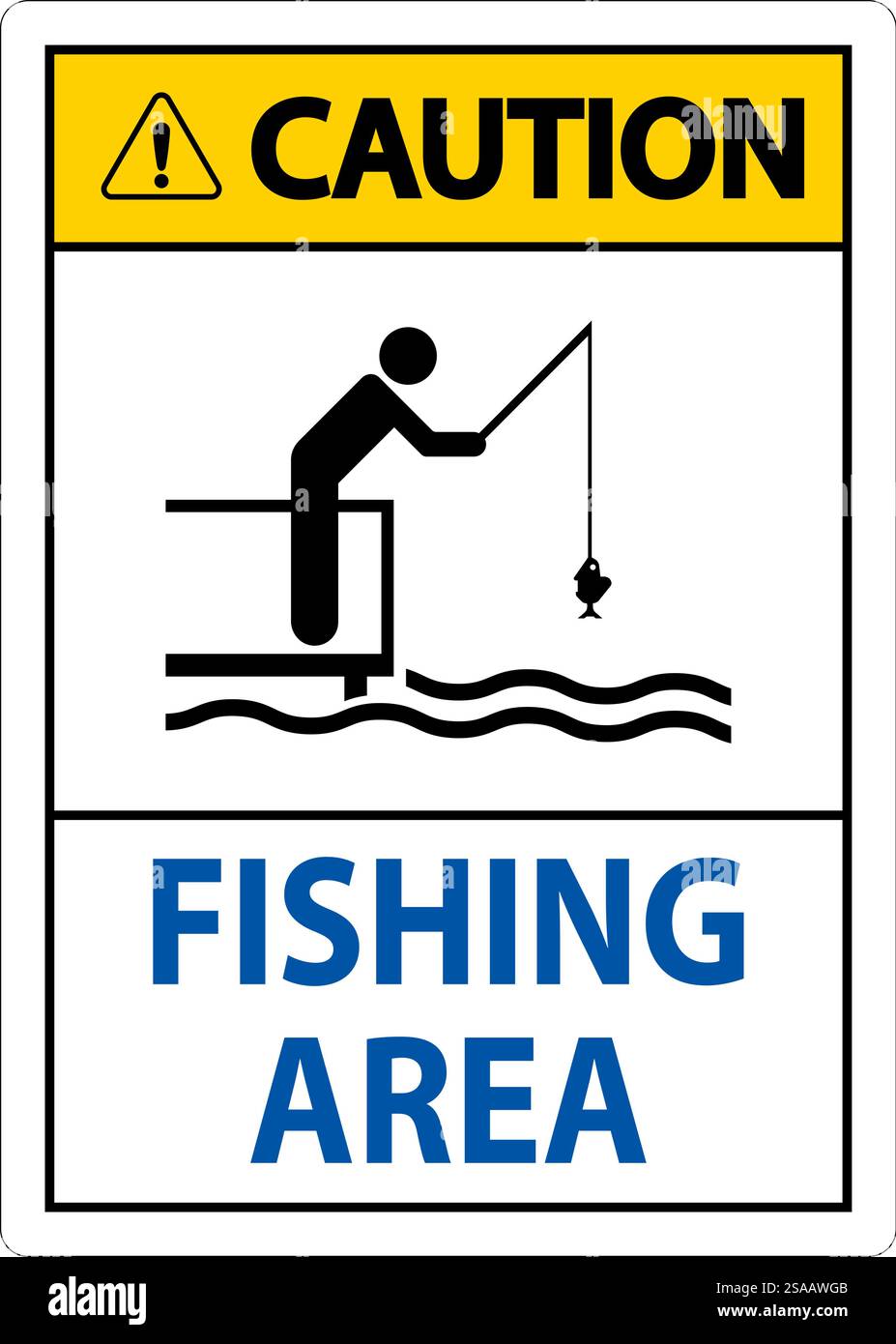 Water Safety Sign Caution -Fishing Area Stock Vector Image & Art - Alamy