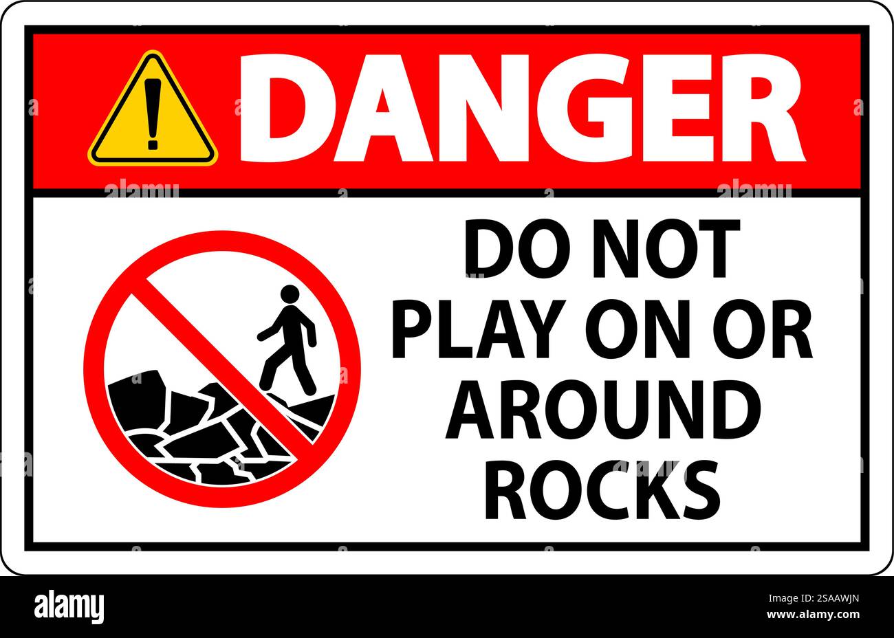Danger Sign Do Not Play On or Around Rocks Stock Vector Image & Art - Alamy