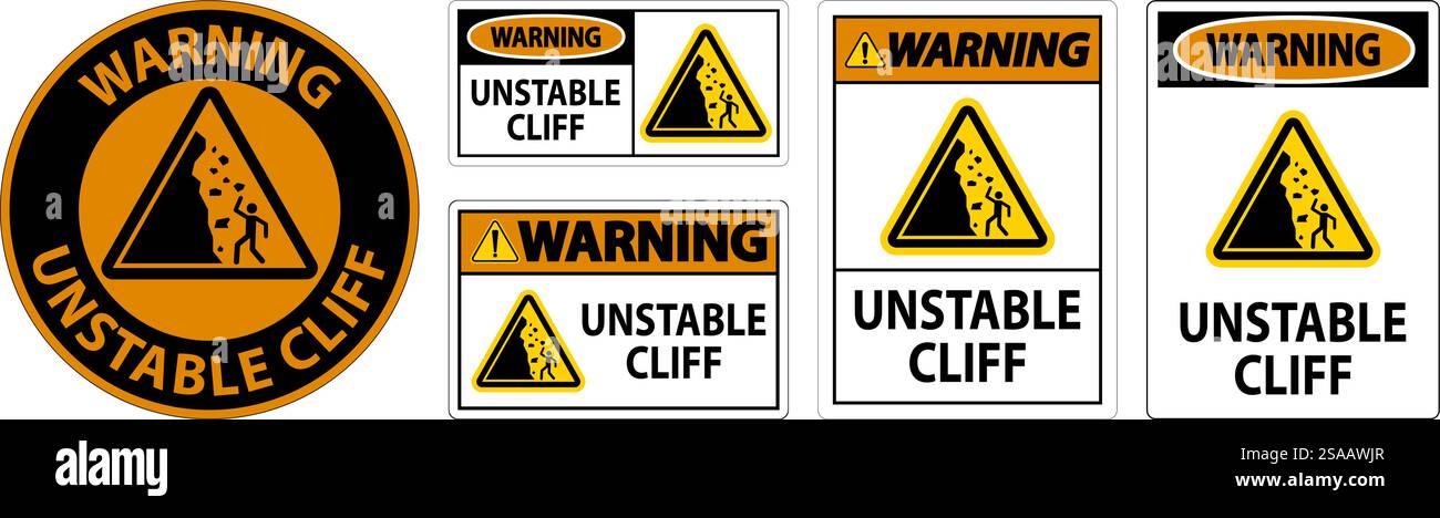 Water Safety Sign, Warning - Unstable Cliff Stock Vector Image & Art ...