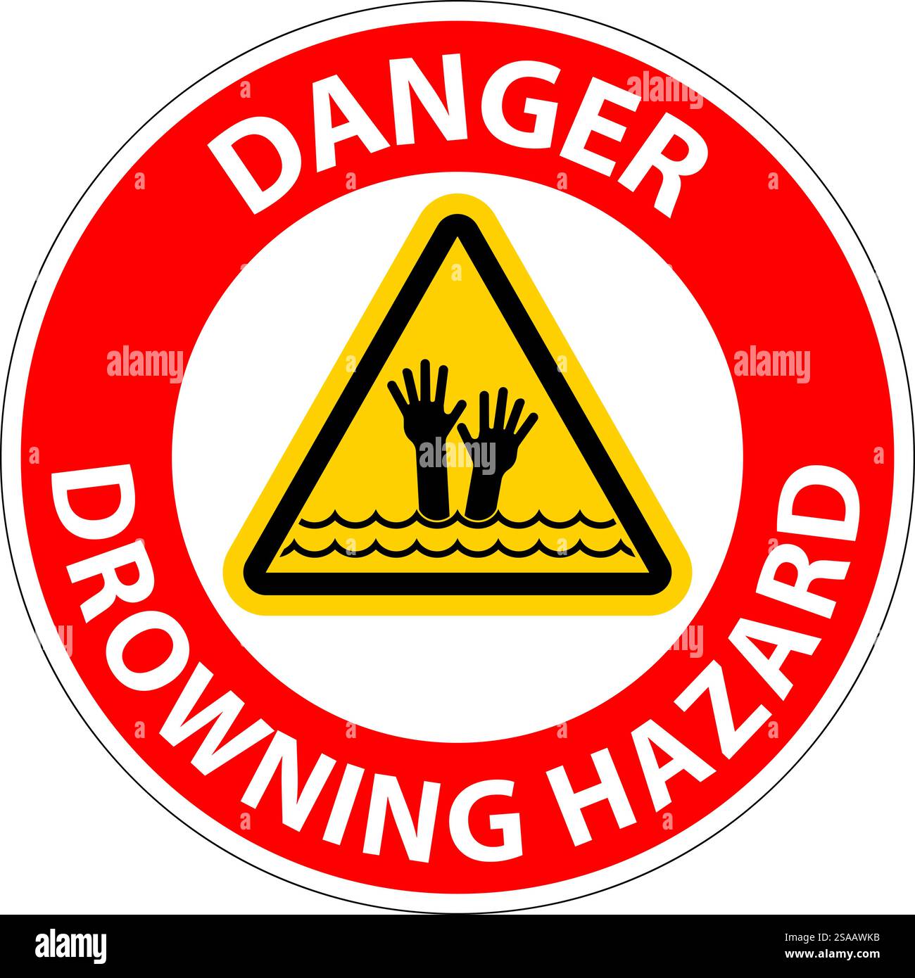 Beach Safety Sign Danger - Drowning Hazard Stock Vector Image & Art - Alamy