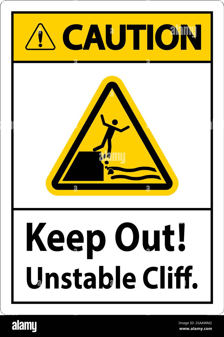 Caution Sign, Keep Out Unstable Cliff Stock Vector Image & Art - Alamy