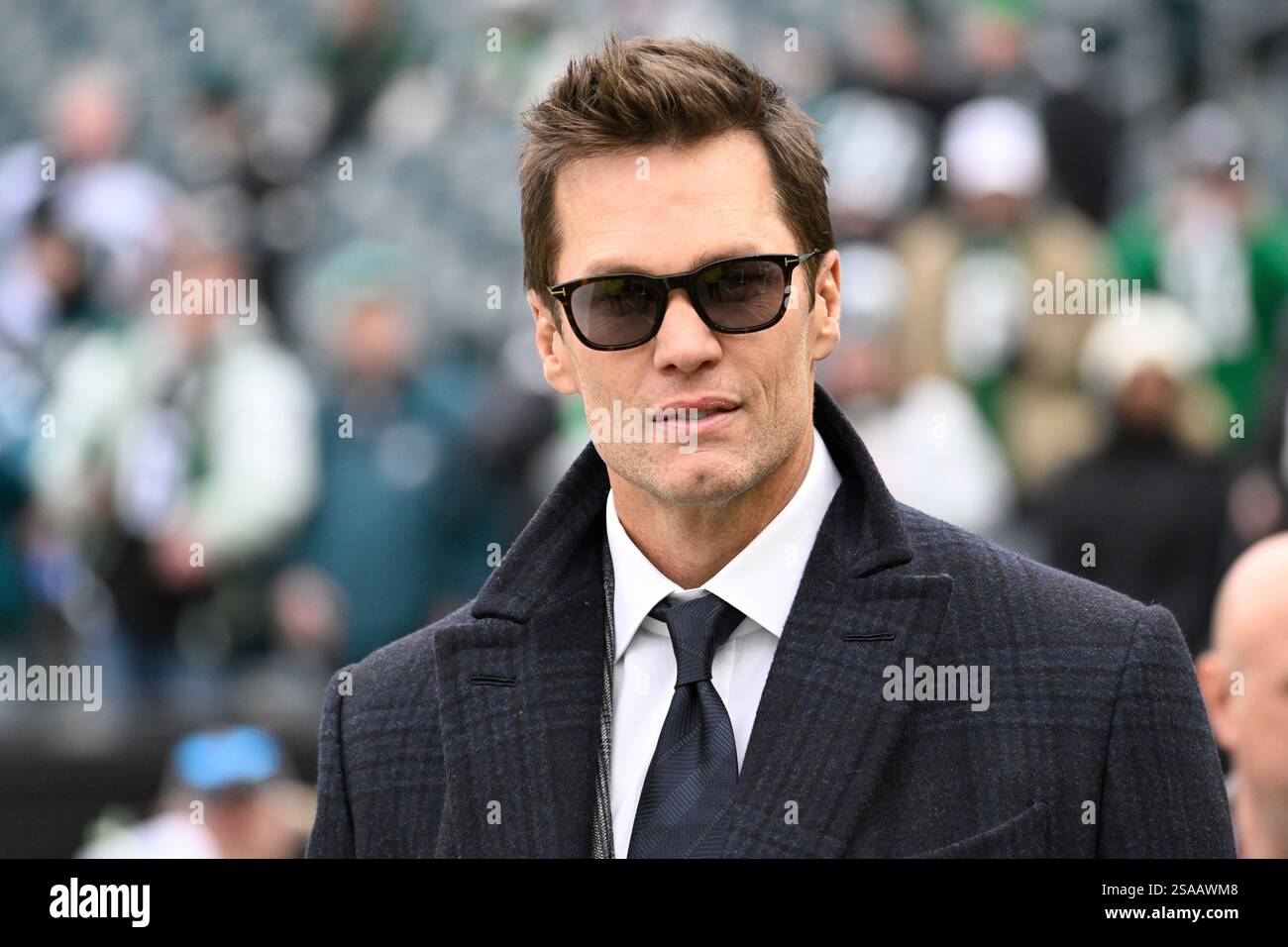 January 26, 2025, Philadelphia PA; Fox Sports commentator Tom Brady ...