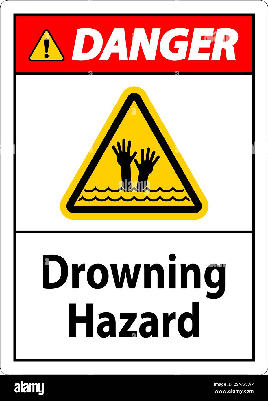Beach Safety Sign Danger - Drowning Hazard Stock Vector Image & Art - Alamy