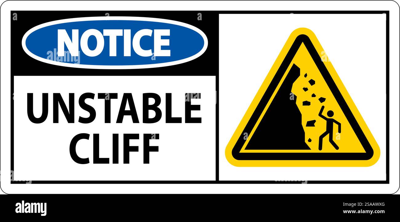 Water Safety Sign, Notice - Unstable Cliff Stock Vector Image & Art - Alamy