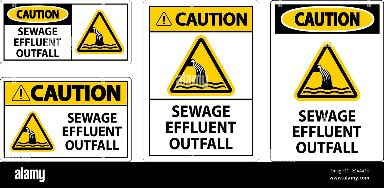 Water Safety Sign Caution - Sewage Effluent Outfall Stock Vector Image ...