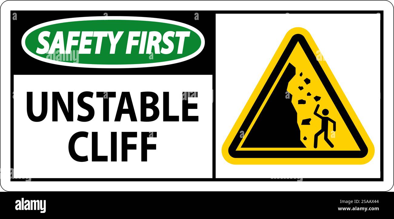 Water Safety Sign, Danger - Unstable Cliff Stock Vector Image & Art - Alamy