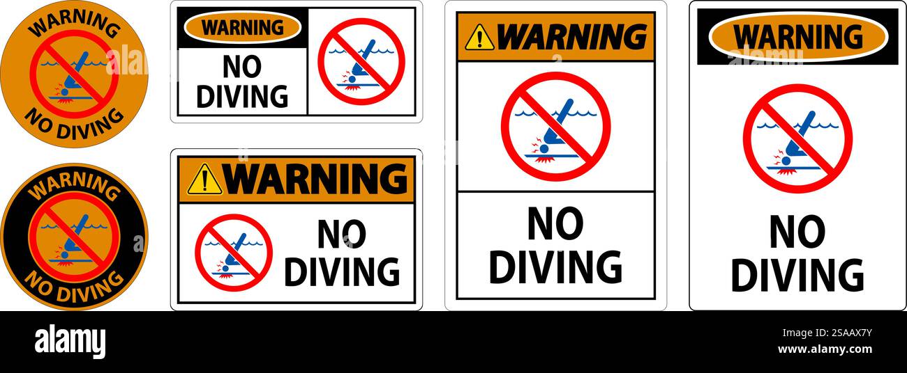 Pool Safety Sign Warning, No Diving Stock Vector Image & Art - Alamy