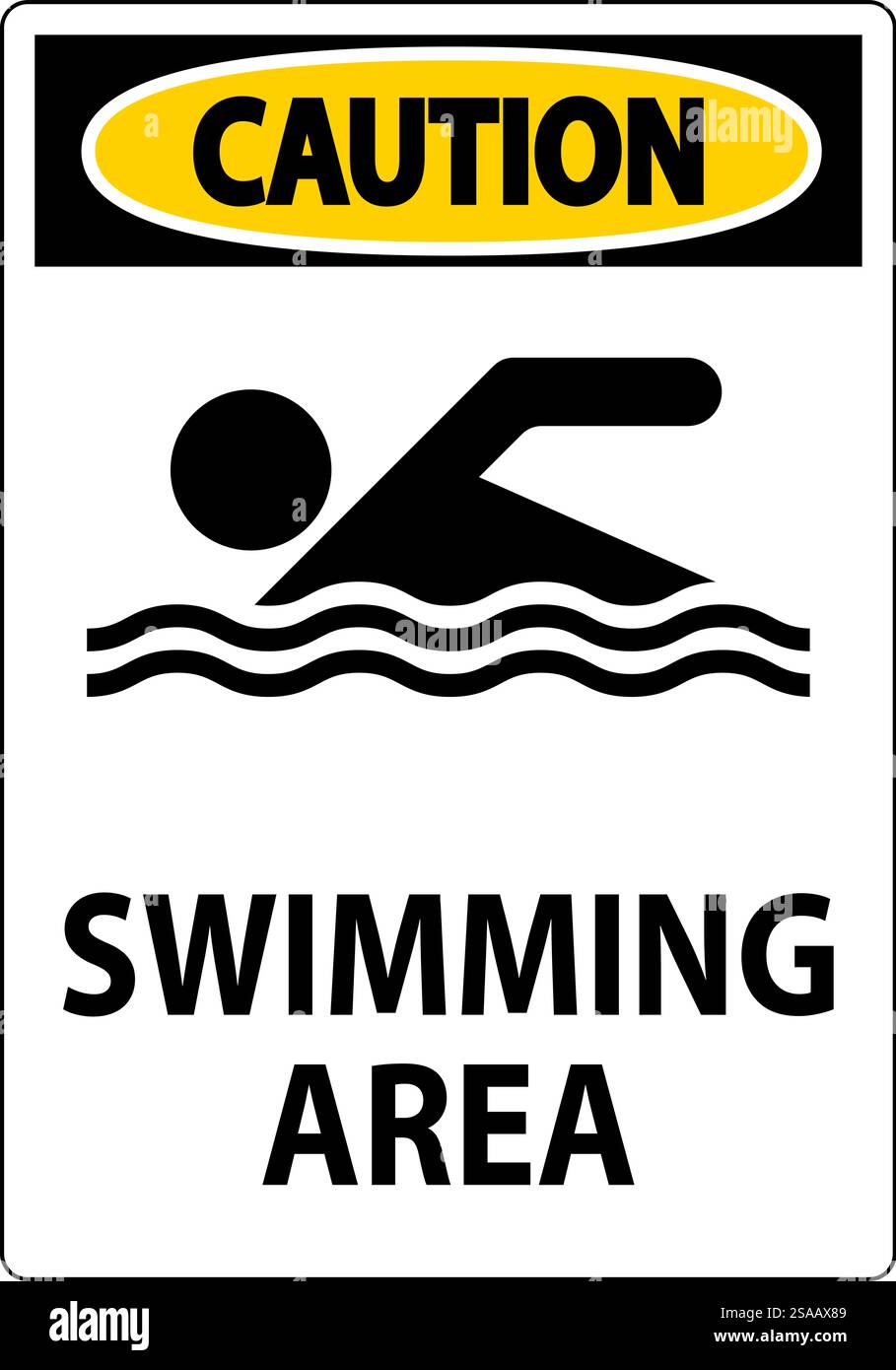 Water Safety Sign Caution - Swimming Area Stock Vector Image & Art - Alamy