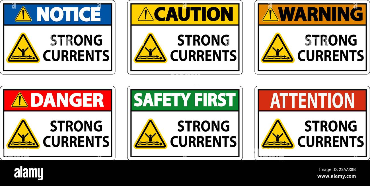 Water Safety Sign Warning - Strong Currents Stock Vector Image & Art ...
