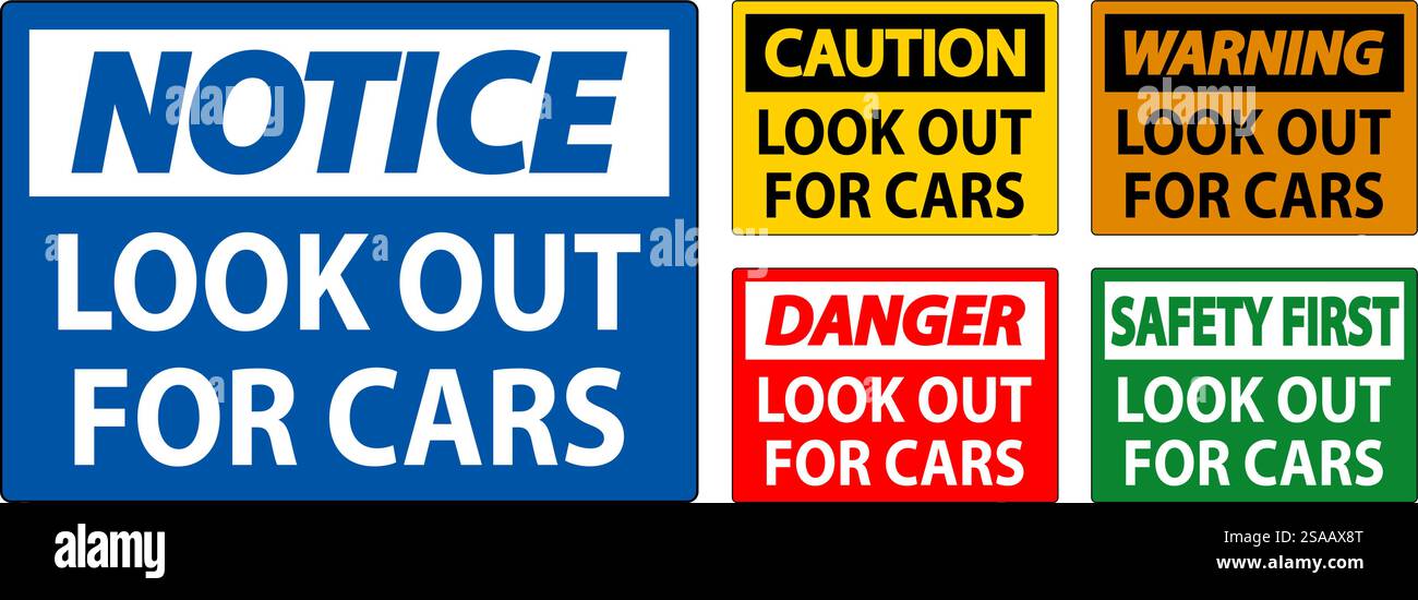 Danger Sign Look Out for Cars Stock Vector Image & Art - Alamy