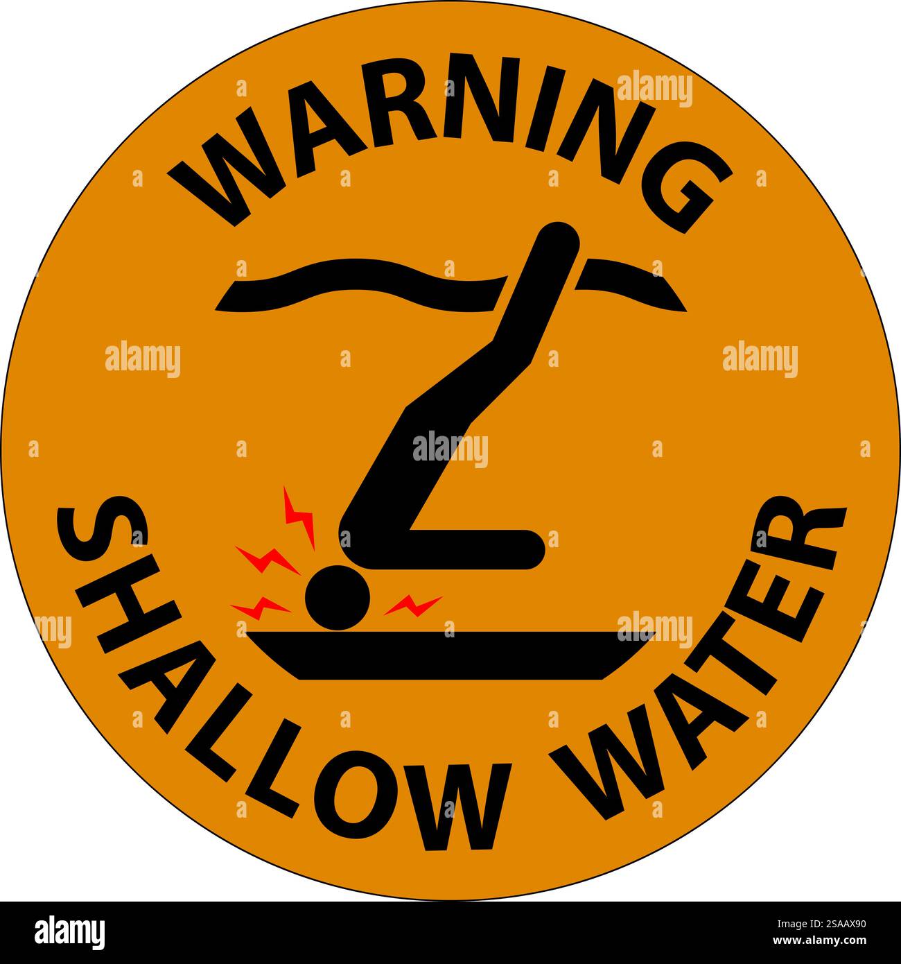 Water Safety Sign Warning - Shallow Water Stock Vector Image & Art - Alamy