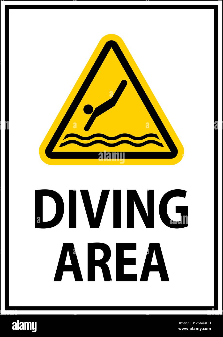 Water Safety Sign Caution - Diving Area Stock Vector Image & Art - Alamy