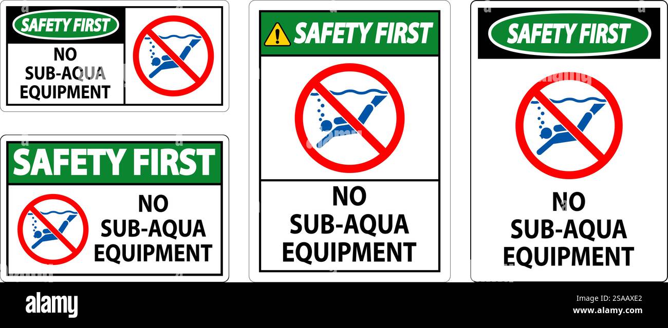 Water Safety Sign Attention, No Sub-Aqua Equipment Stock Vector Image ...