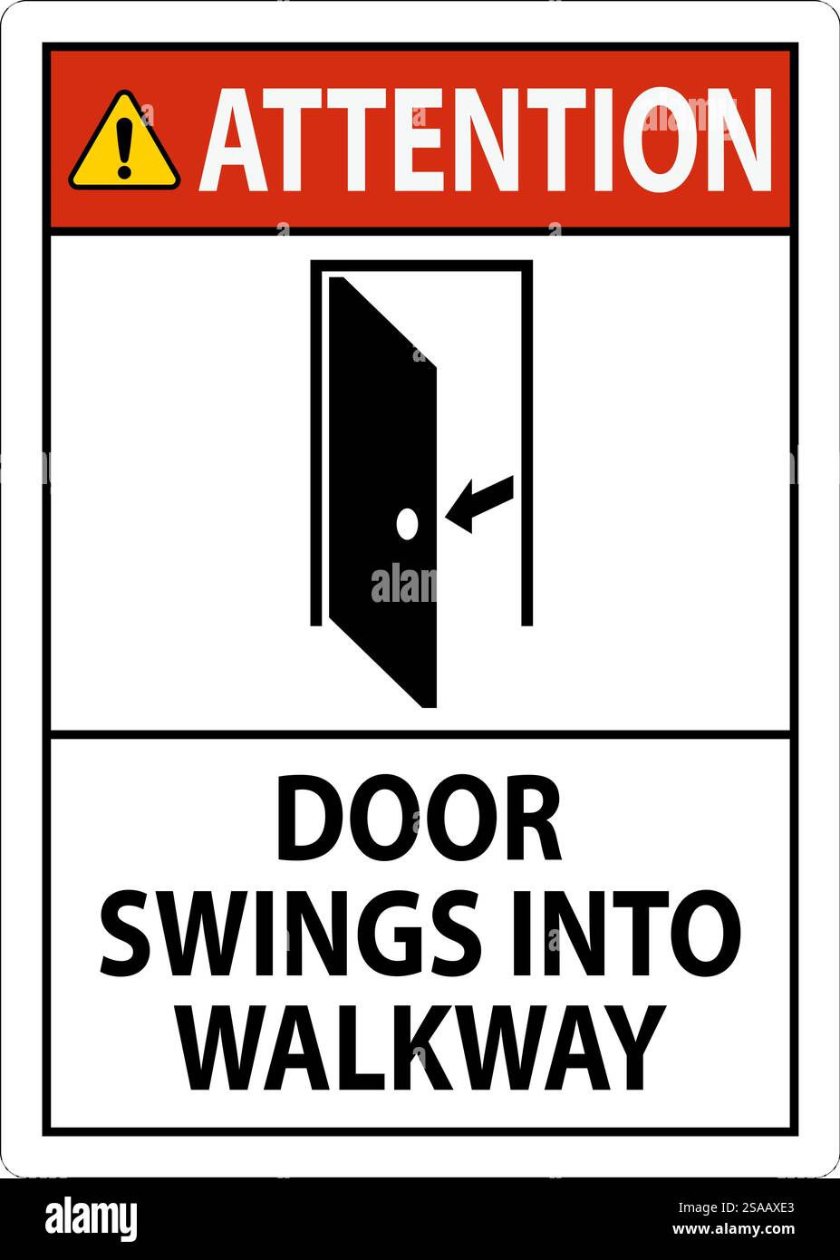 Attention Sign, Door Swings Into Walkway Stock Vector Image & Art - Alamy
