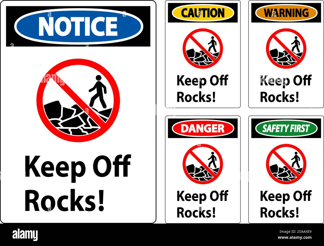 Warning Sign Keep Off Rocks Stock Vector Image & Art - Alamy