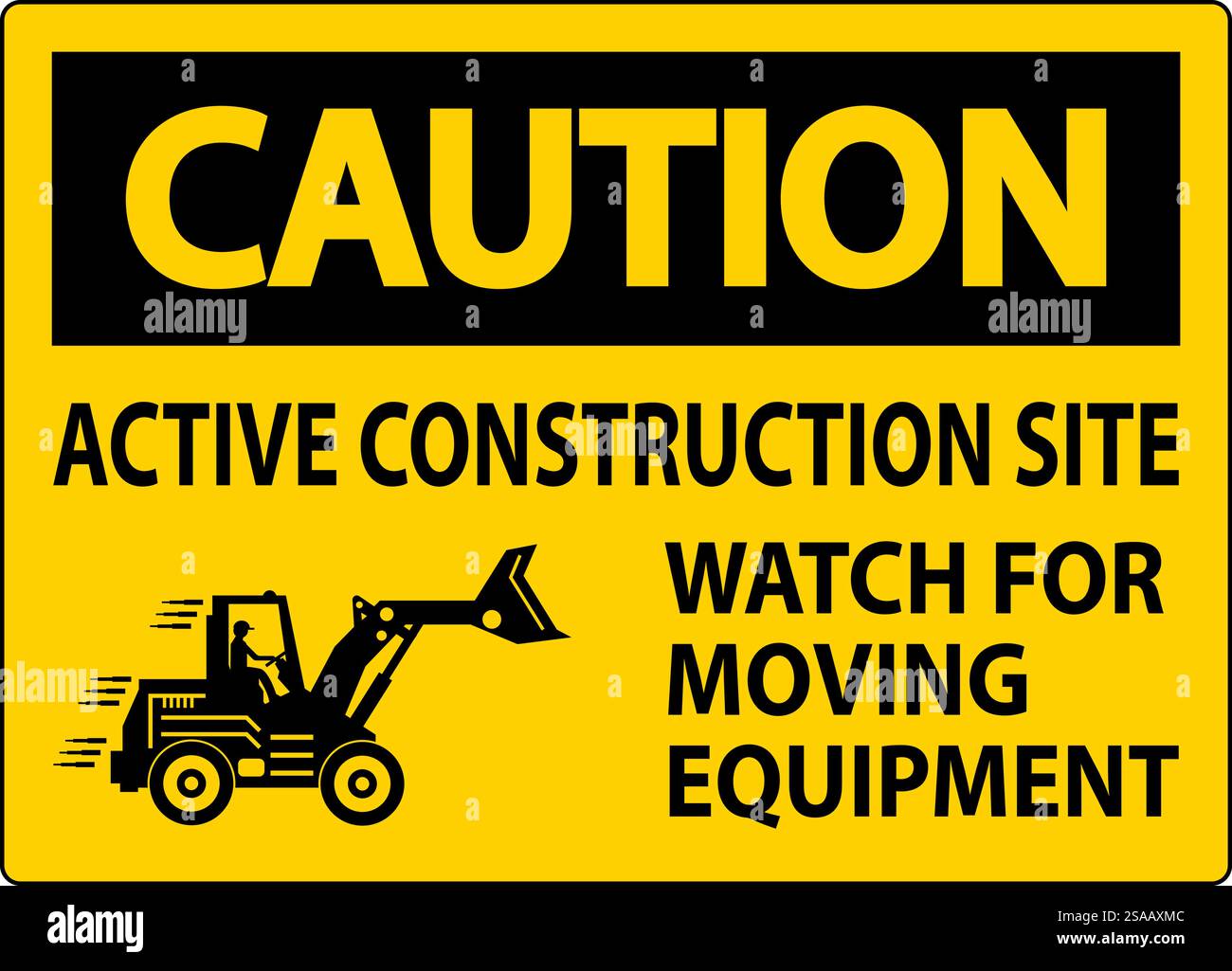 Construction Area Sign Caution - Active Construction Site, Watch For ...