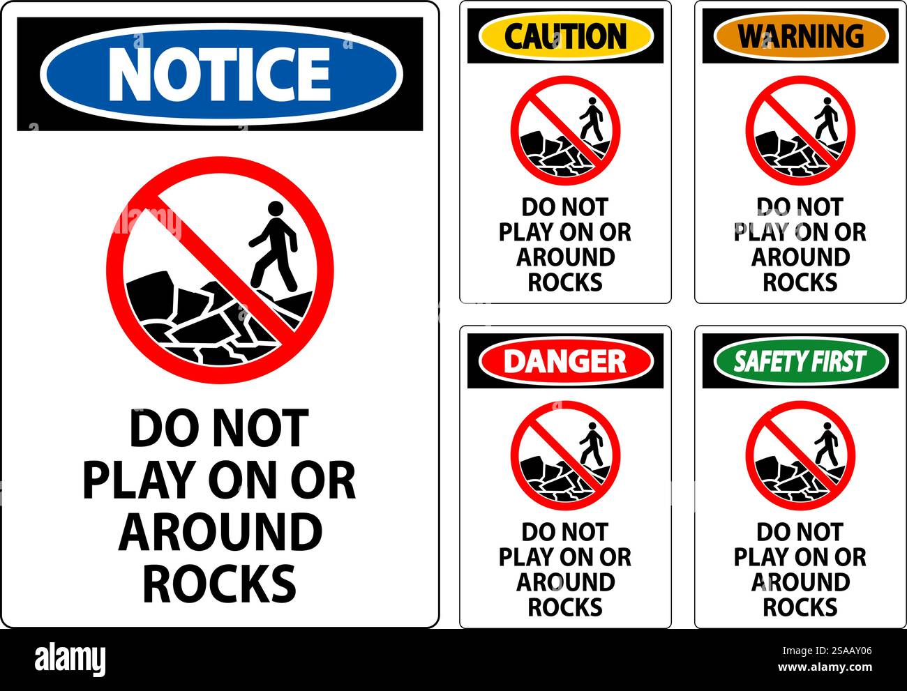 Caution Sign Do Not Play On or Around Rocks Stock Vector Image & Art ...