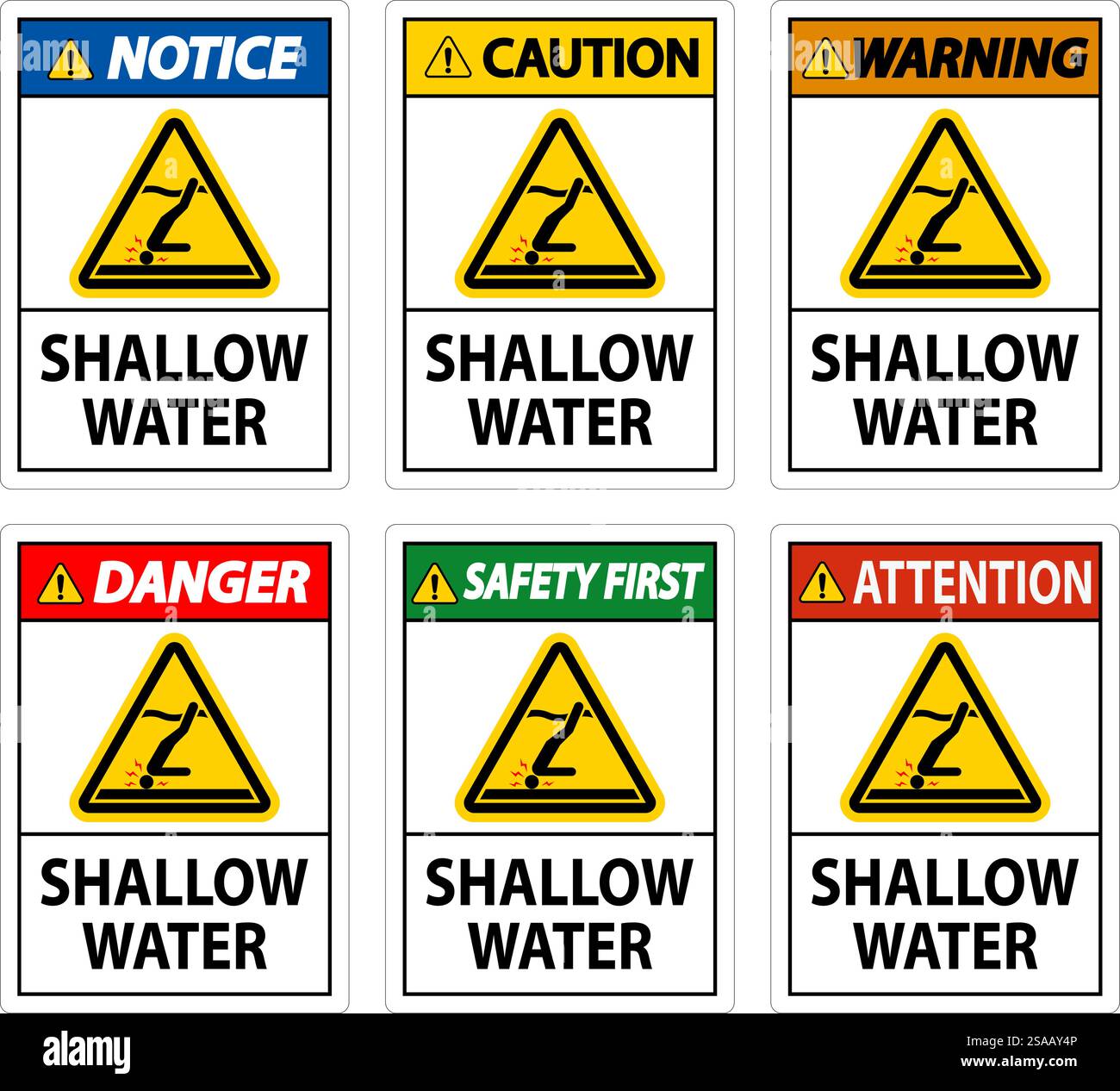 Water Safety Sign Warning - Shallow Water Stock Vector Image & Art - Alamy