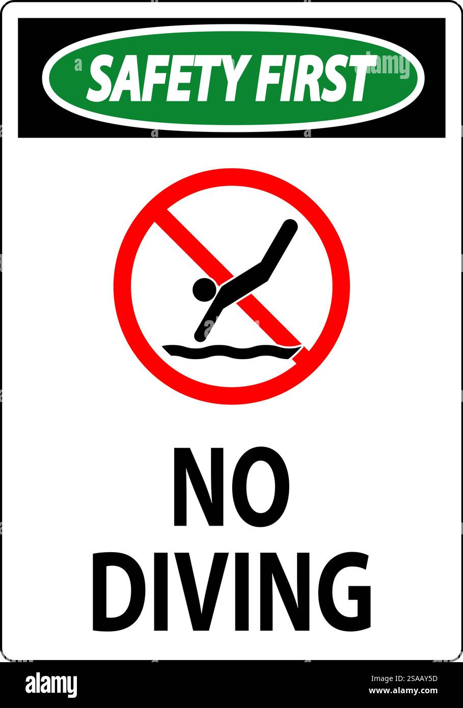 Swimming Pool Sign Safety First No Diving Stock Vector Image & Art - Alamy