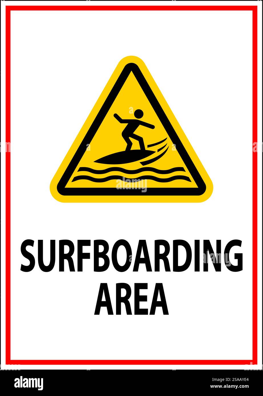 Water Safety Sign Warning - Surfboarding Area Stock Vector Image & Art ...