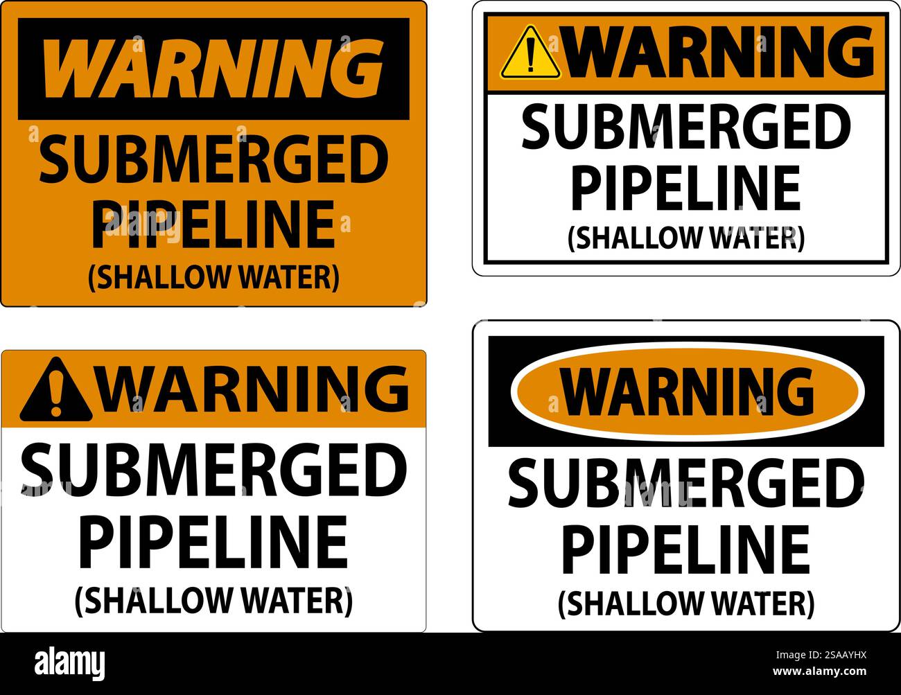 Warning Sign Submerged Pipeline (Shallow Water Stock Vector Image & Art ...