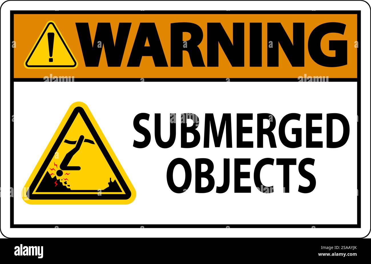Water Safety Sign Warning - Submerged Objects Stock Vector Image & Art ...