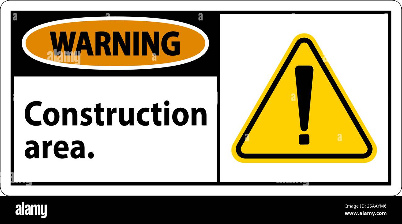 Warning Sign Construction Area Stock Vector Image & Art - Alamy