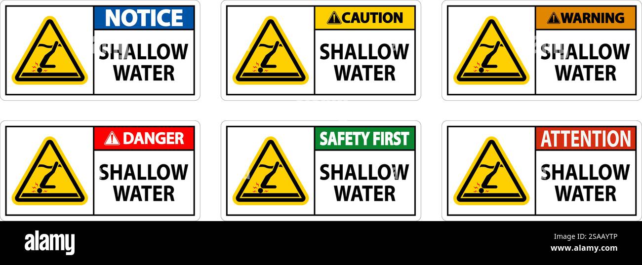 Water Safety Sign Warning - Shallow Water Stock Vector Image & Art - Alamy