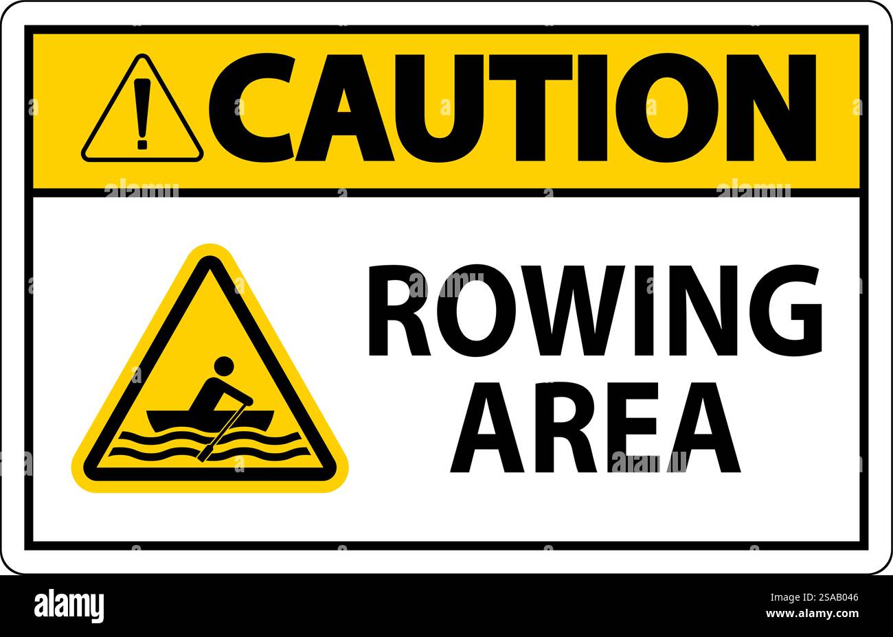 Water Safety Sign Caution - Rowing Area Stock Vector Image & Art - Alamy