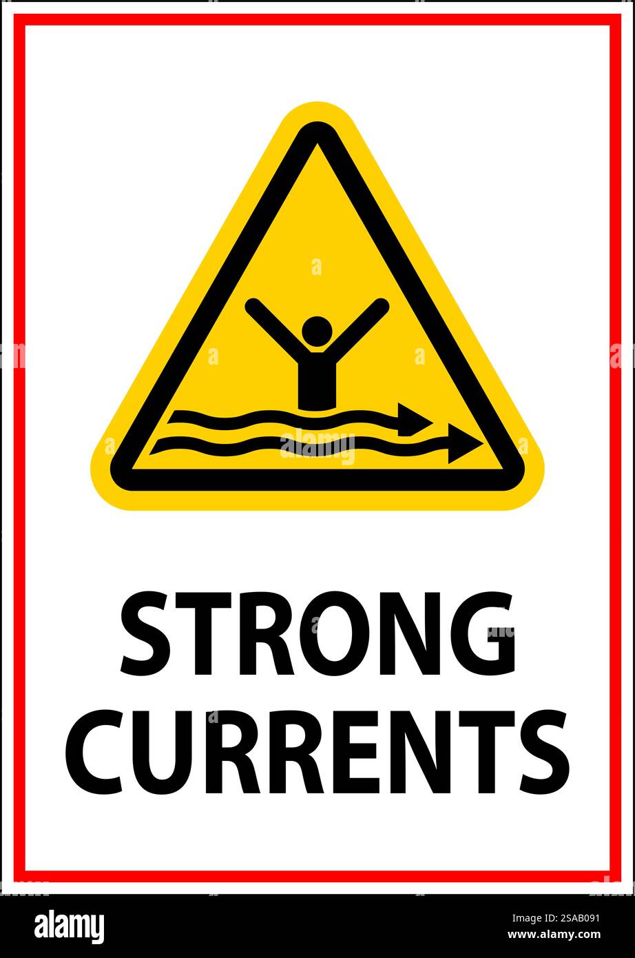 Water Safety Sign Warning - Strong Currents Stock Vector Image & Art ...