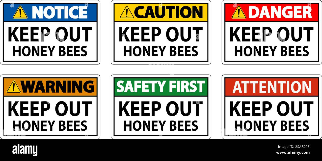 Caution Sign Keep Out - Honey Bees Stock Vector Image & Art - Alamy
