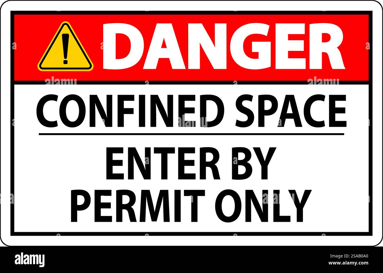 Danger Sign Confined Space - Enter By Permit Only Stock Vector Image ...