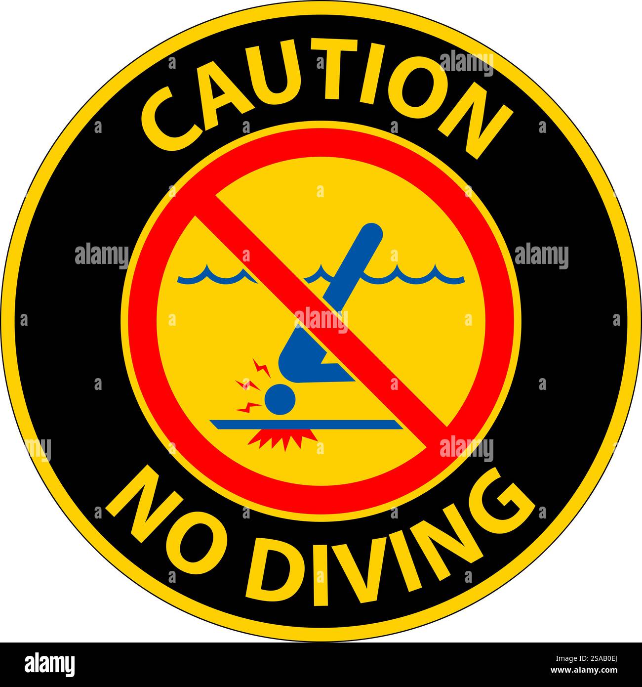 Pool Safety Sign Caution, No Diving Stock Vector Image & Art - Alamy