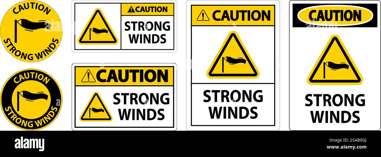 Water Safety Sign Caution - Strong Winds Stock Vector Image & Art - Alamy