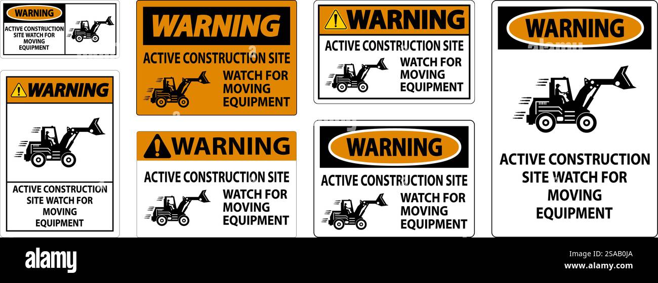 Construction Area Sign Warning - Active Construction Site, Watch For ...