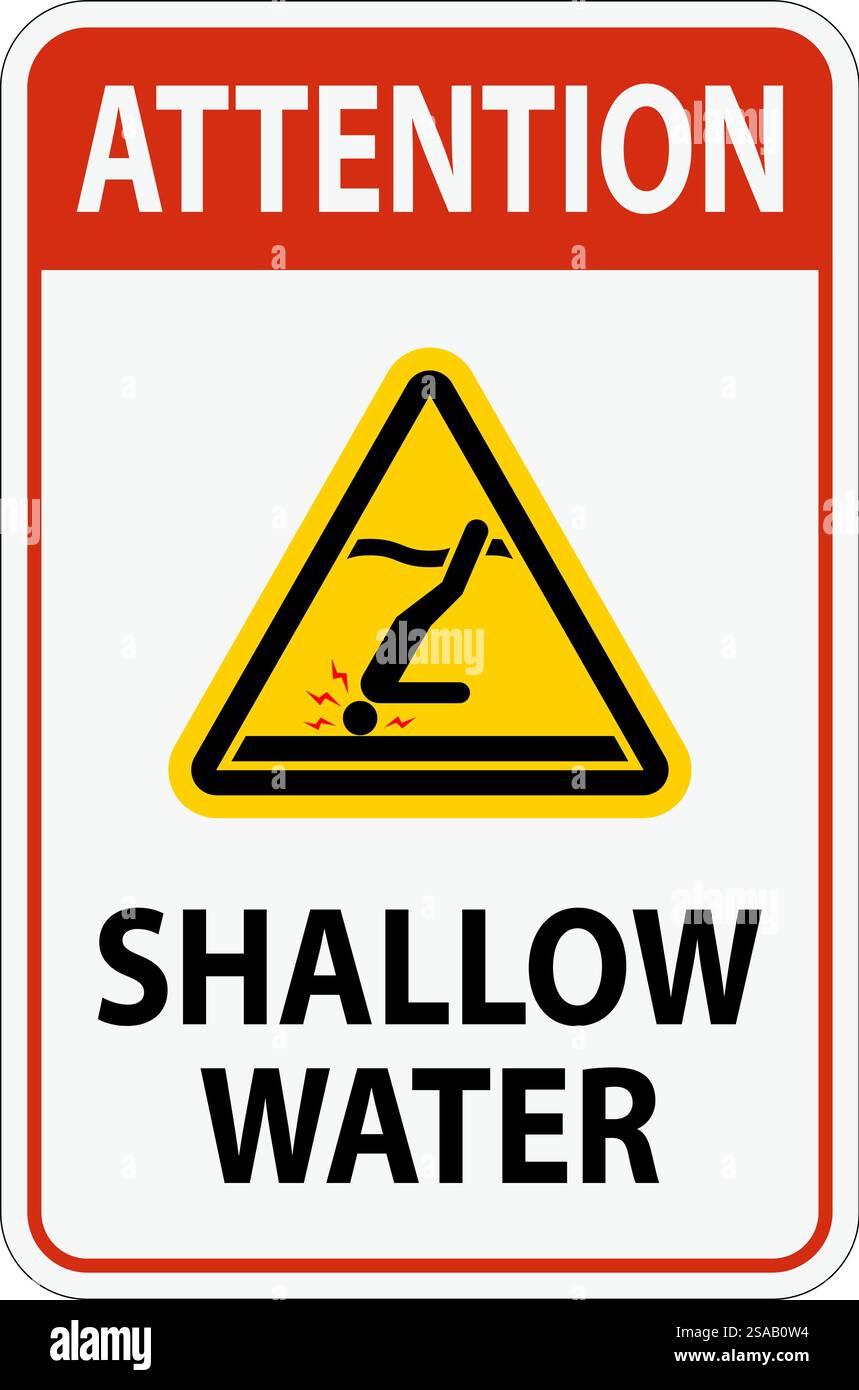 Water Safety Sign Attention - Shallow Water Stock Vector Image & Art ...