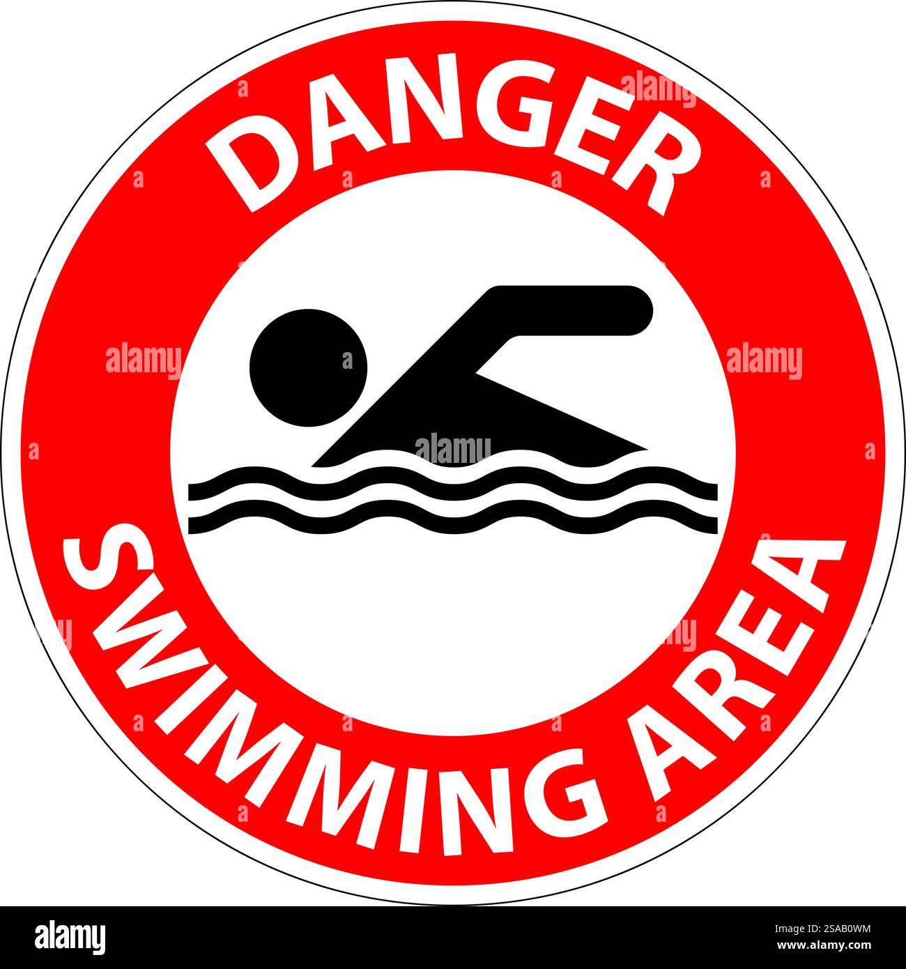 Water Safety Sign Danger - Swimming Area Stock Vector Image & Art - Alamy