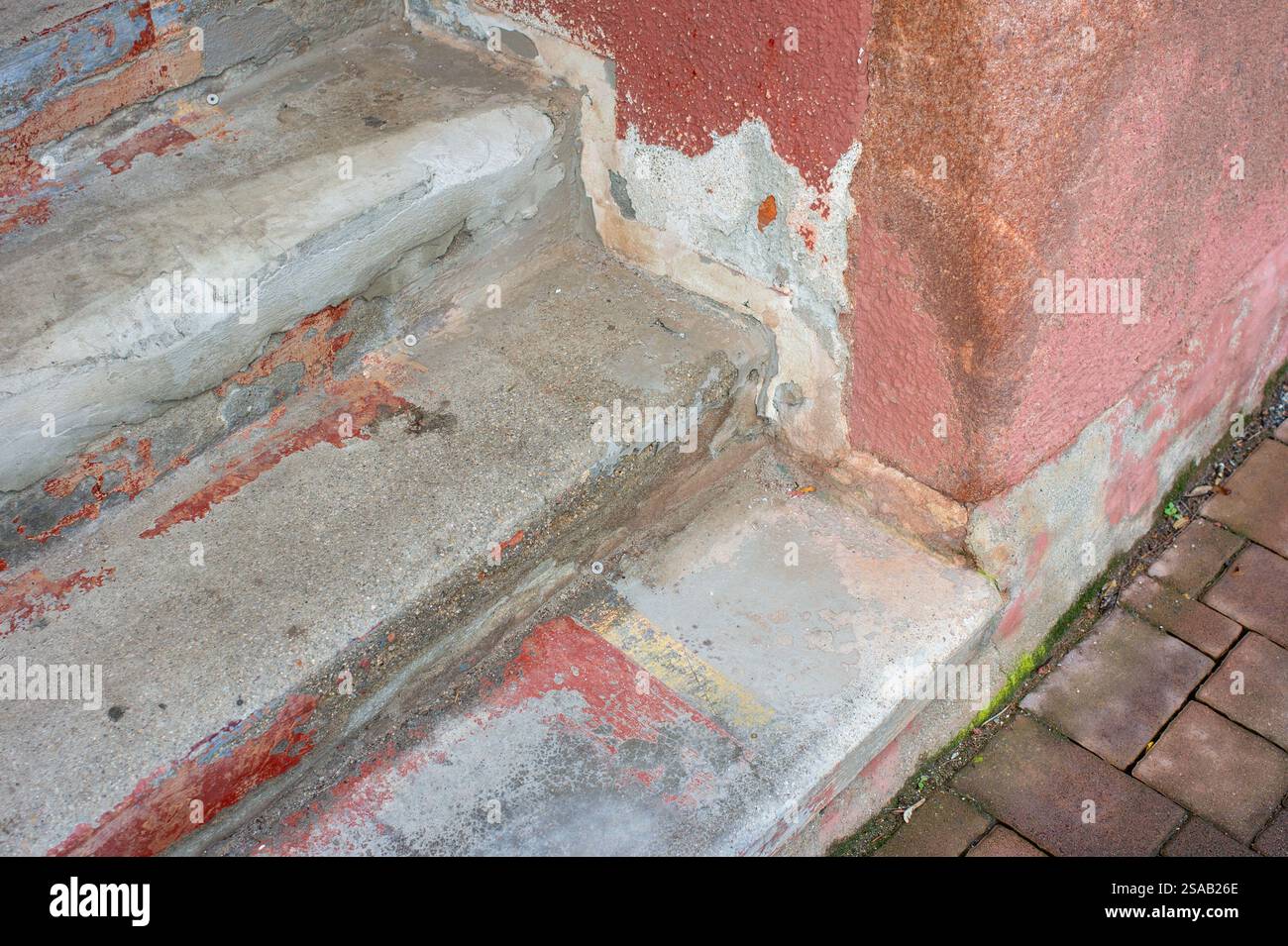 Structural damage to a staircase at the entrance to the house with ...