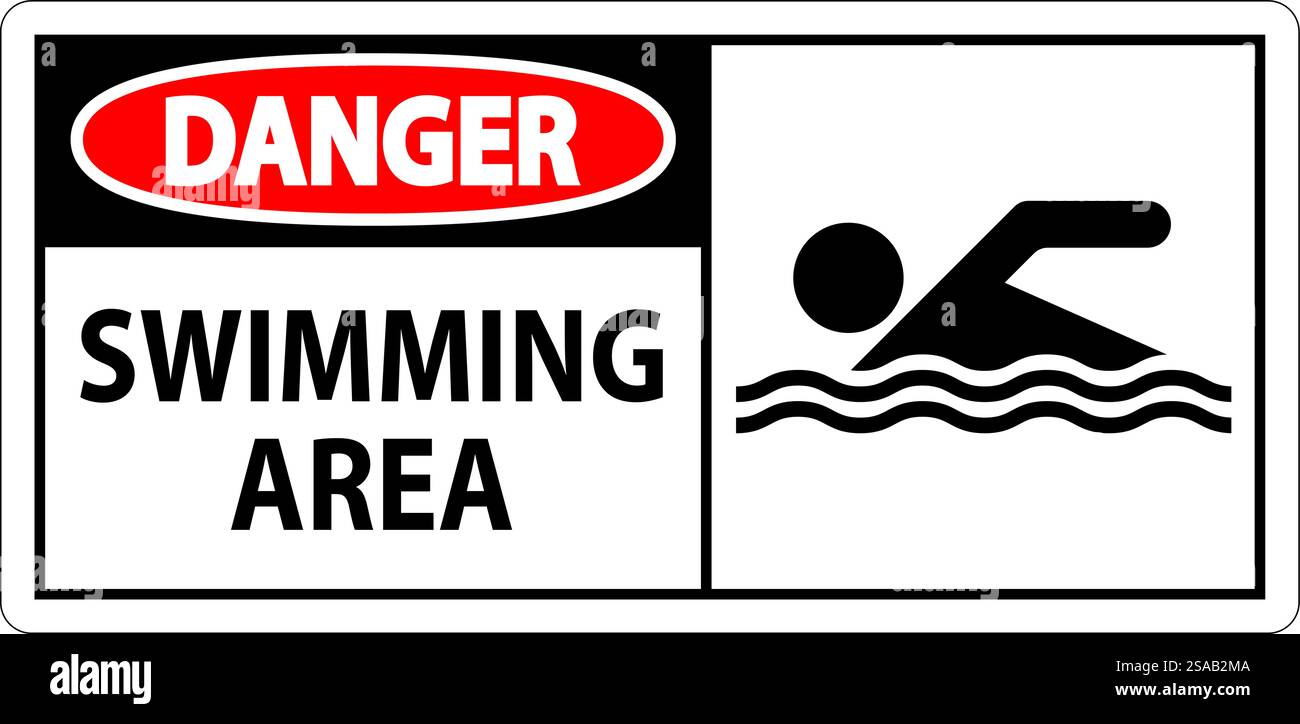 Water Safety Sign Danger - Swimming Area Stock Vector Image & Art - Alamy