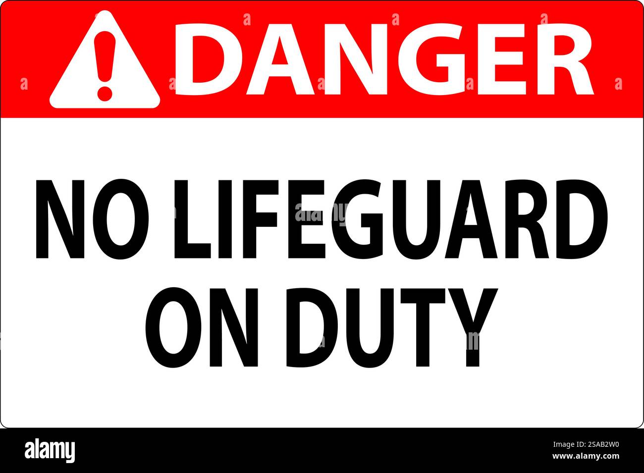 Pool Danger Sign No Lifeguard On Duty Stock Vector Image & Art - Alamy