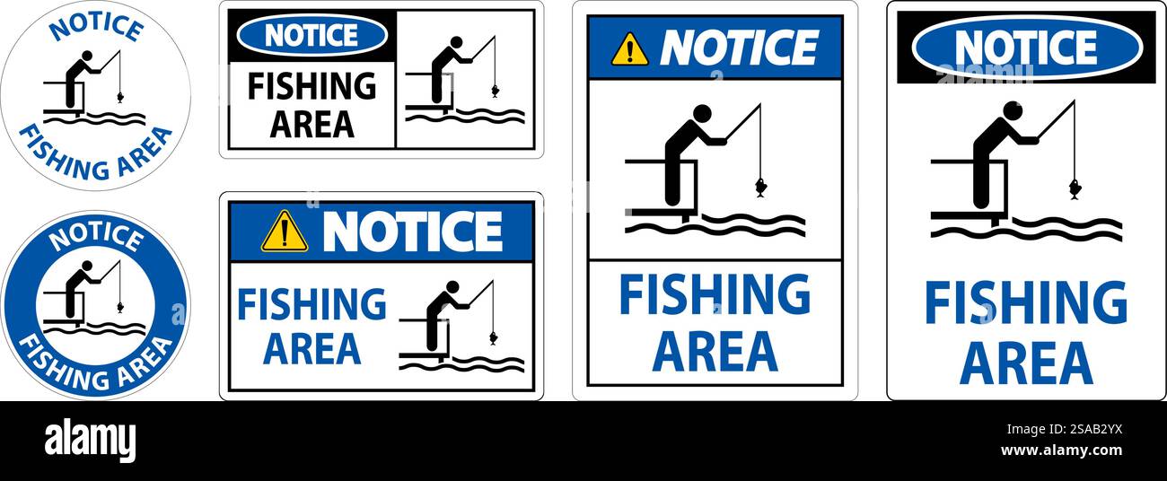 Water Safety Sign Notice -Fishing Area Stock Vector Image & Art - Alamy