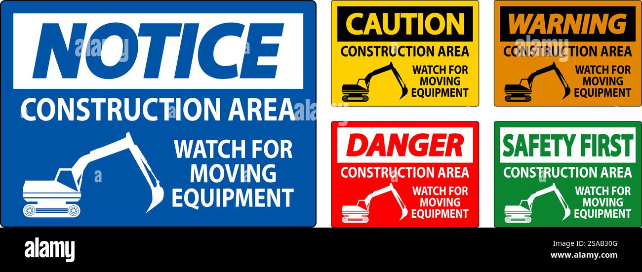 Caution Sign Construction Area - Watch For Moving Equipment Stock ...