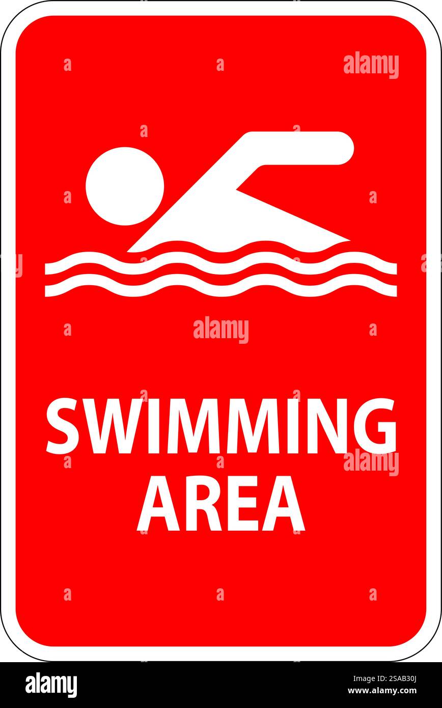 Water Safety Sign Notice -Swimming Area Stock Vector Image & Art - Alamy