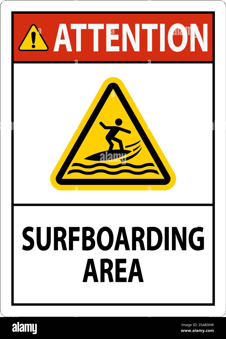 Water Safety Sign Attention - Surfboarding Area Stock Vector Image ...