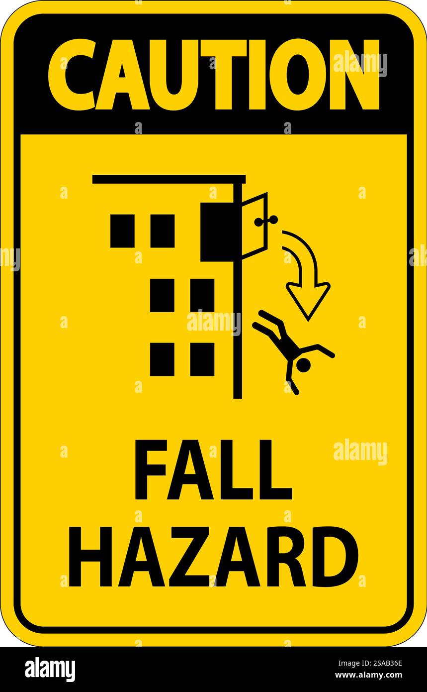 Caution Sign, Fall Hazard Stock Vector Image & Art - Alamy