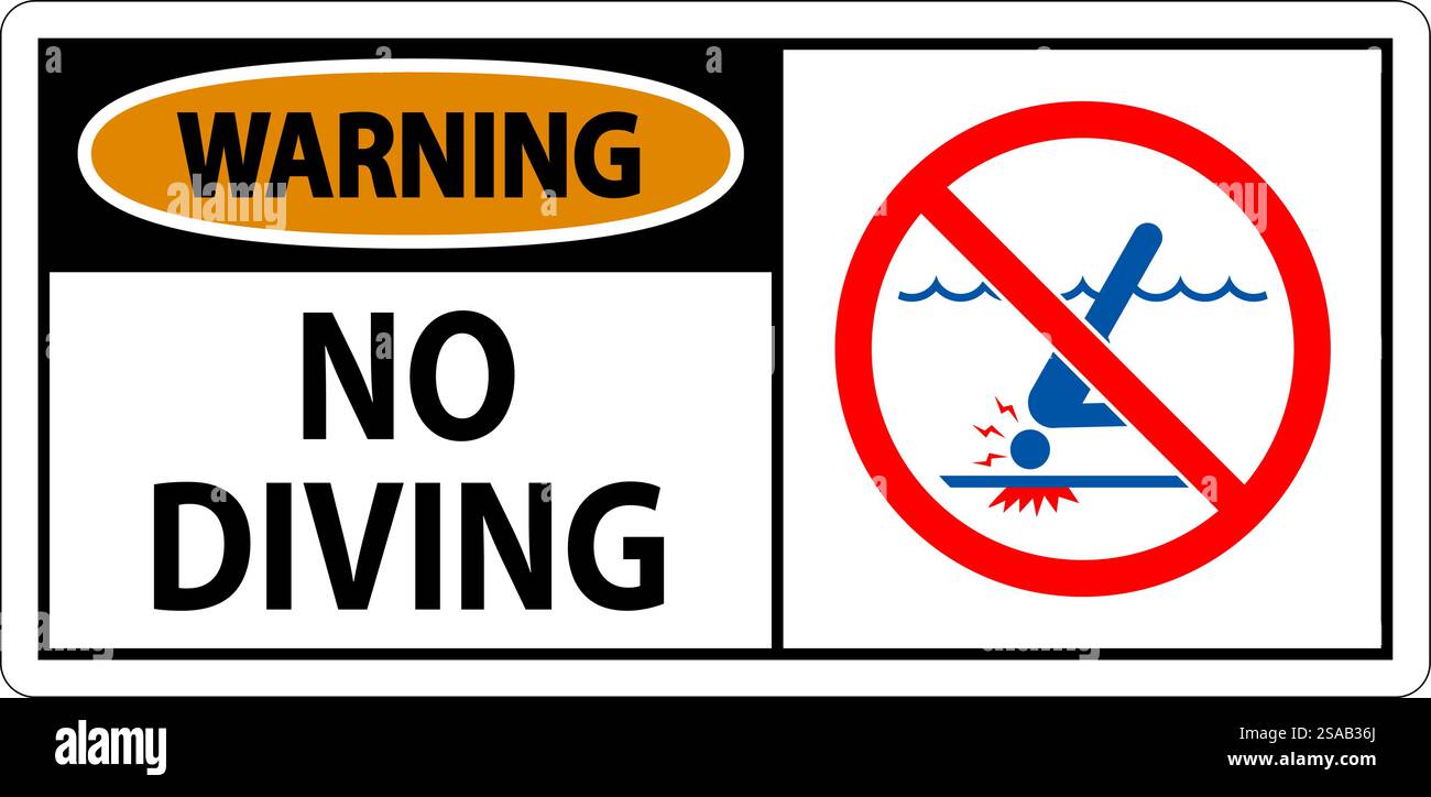 Pool Safety Sign Warning, No Diving Stock Vector Image & Art - Alamy