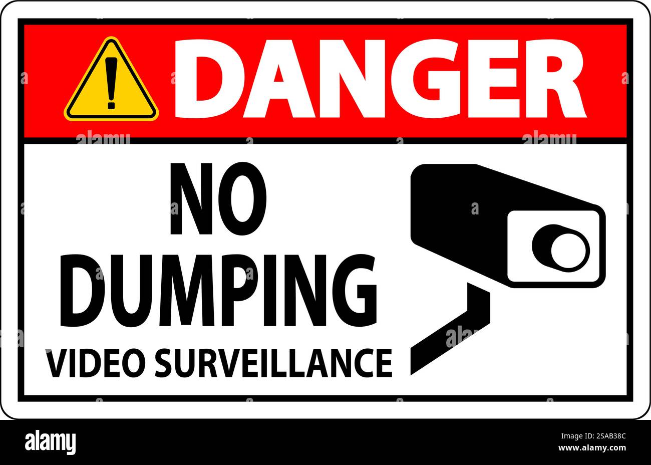 Danger Sign Video Surveillance, No Dumping Stock Vector Image & Art - Alamy