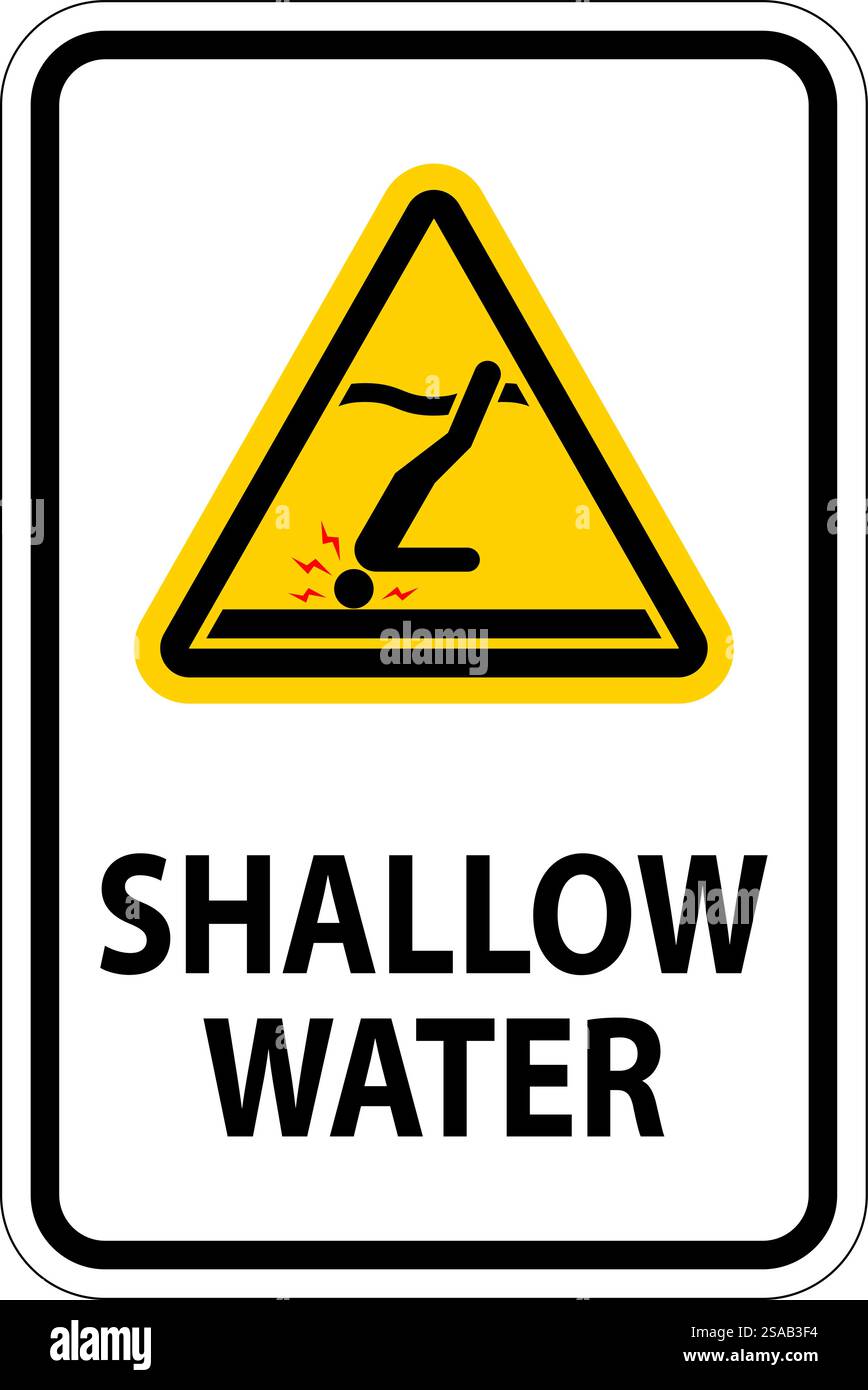 Water Safety Sign Warning - Shallow Water Stock Vector Image & Art - Alamy
