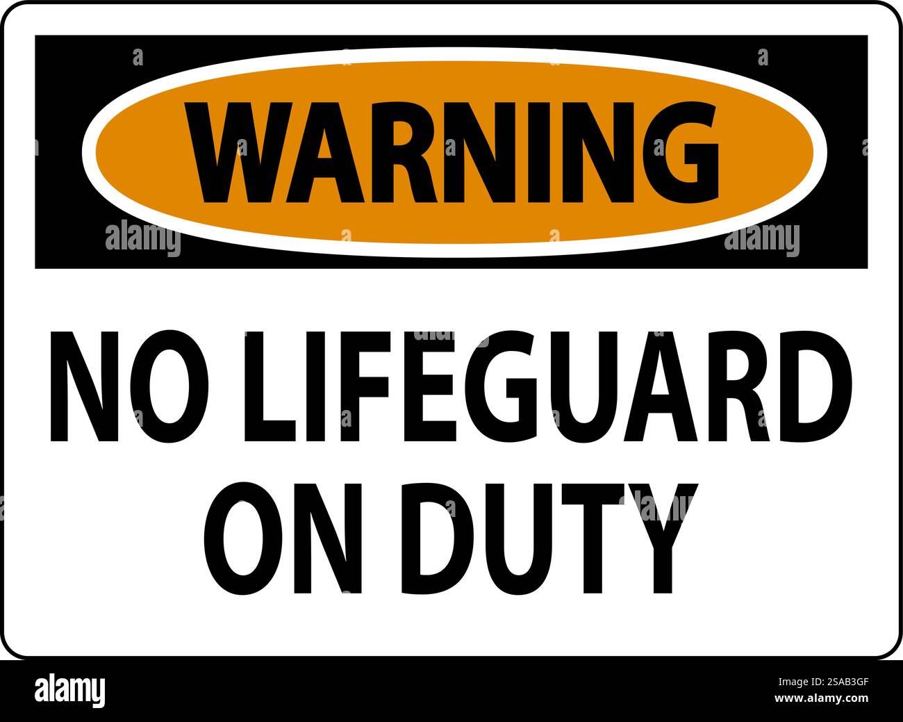 Pool Warning Sign No Lifeguard On Duty Stock Vector Image & Art - Alamy