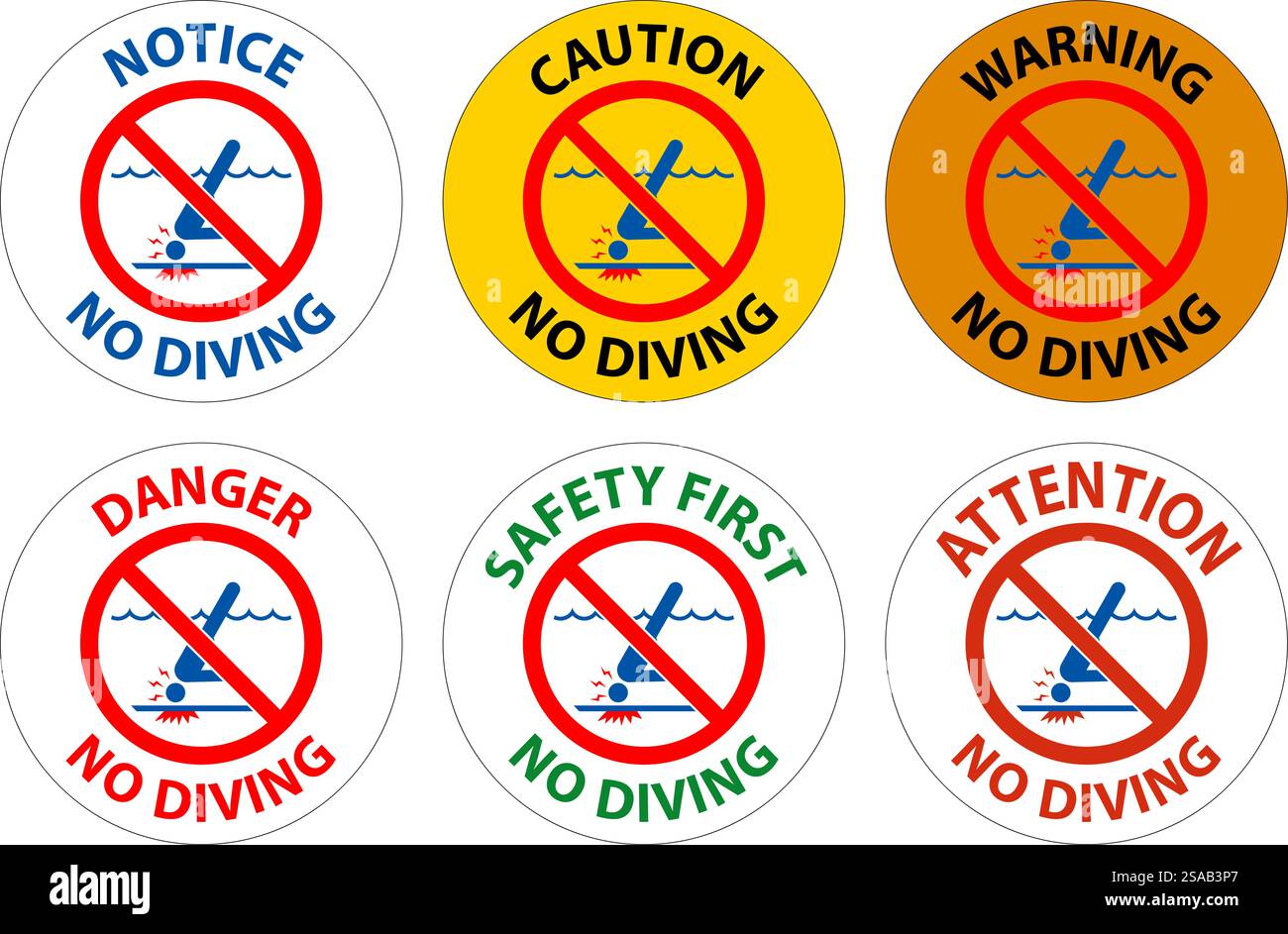 Pool Safety Sign Attention, No Diving Stock Vector Image & Art - Alamy